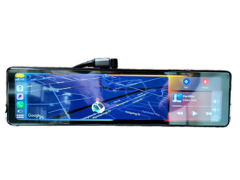 CarPlay & AndroidAuto Rear View Mirror with DVR - 12" 1080P HD Touch ...